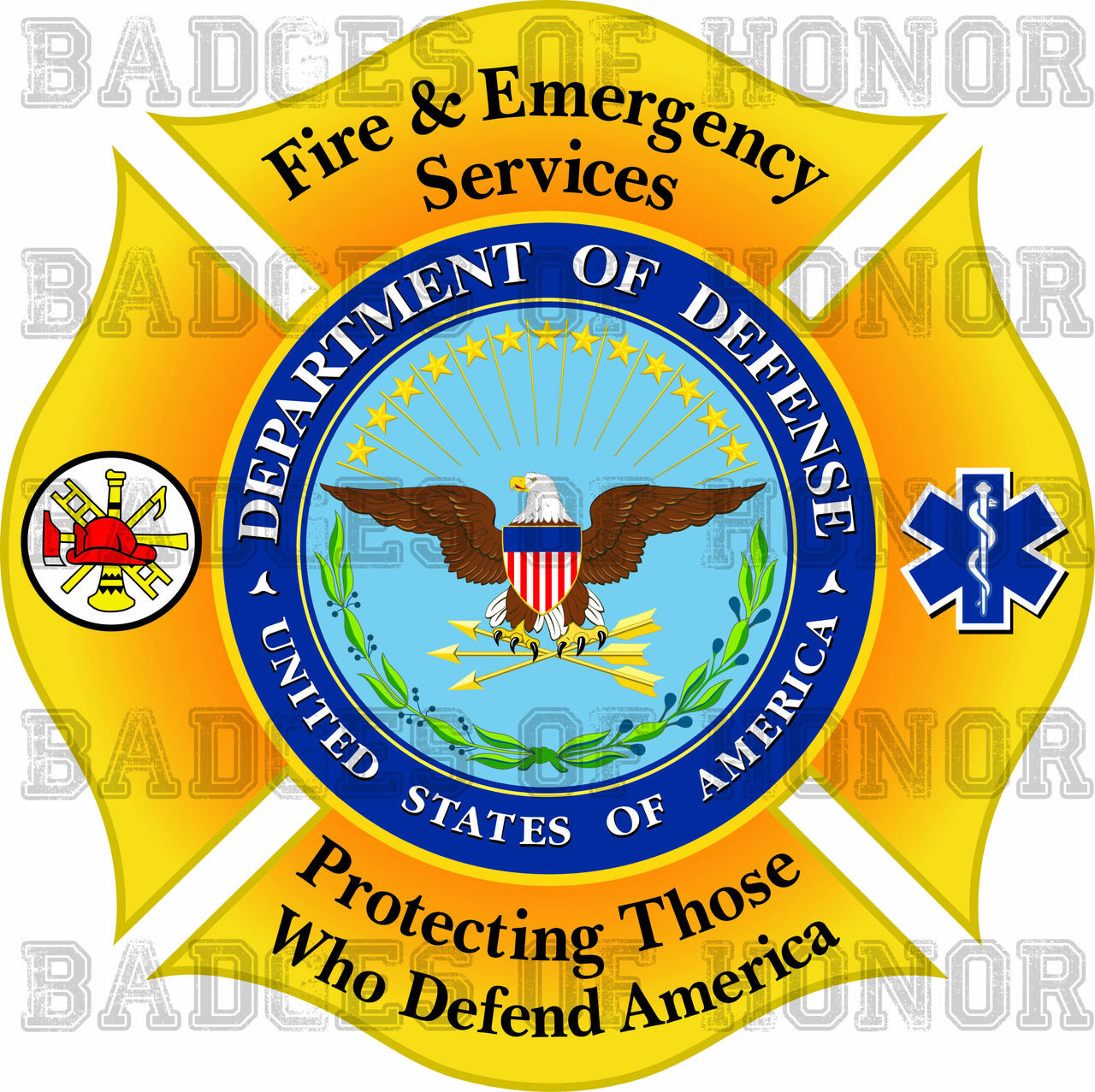 DOD Fire and Emergency Services Decal - Badges of Honor
