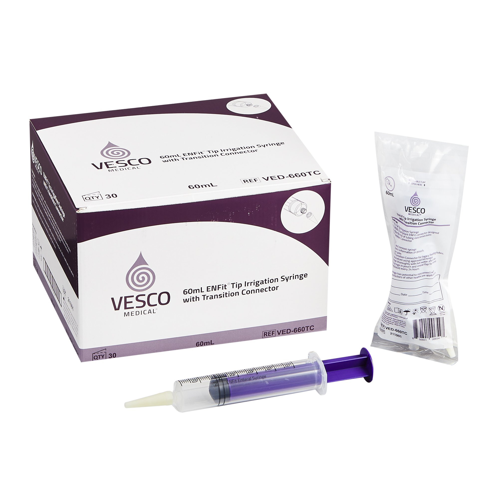 Irrigation Syringe Vesco® 60 mL Individual Pack Enfit Tip Without ...