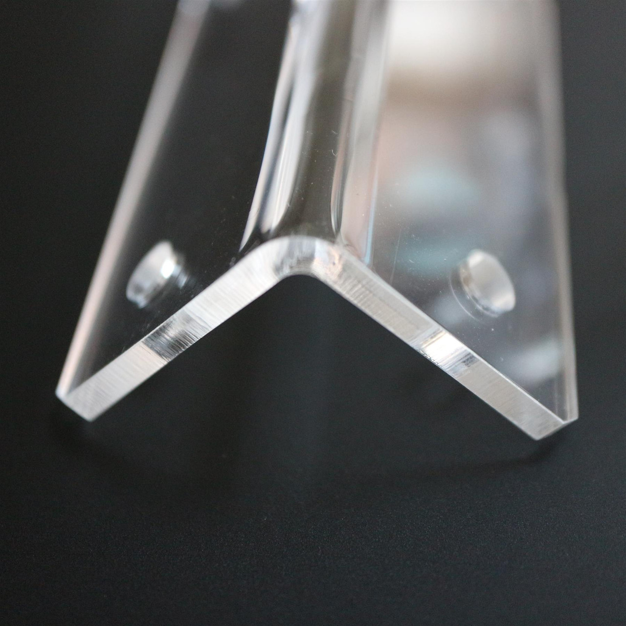 4 x Angled L Brackets, Polished Clear Acrylic + 20x M5 Bolts - (Right ...