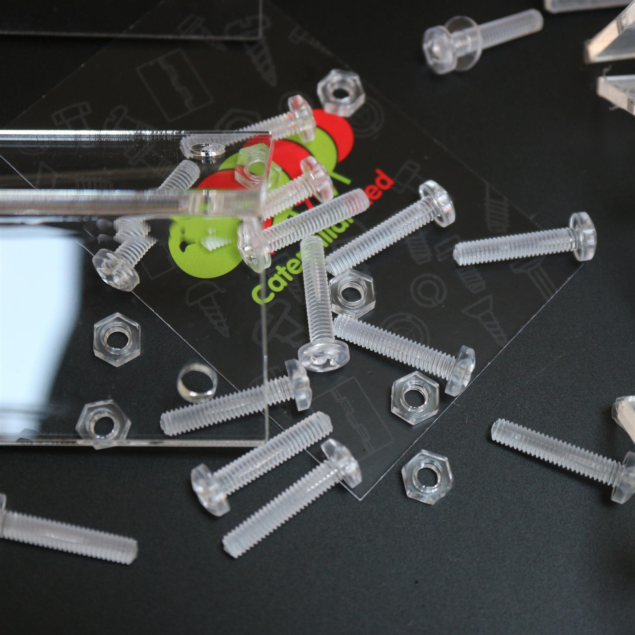 10 x Large Angled L Brackets, Polished Clear Acrylic + 50x M5 Bolts ...