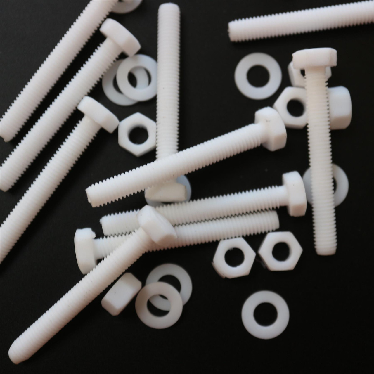 10x PTFE Hex Head, M5 x 40mm, Plastic Nuts and Bolts (Screws), Washers ...