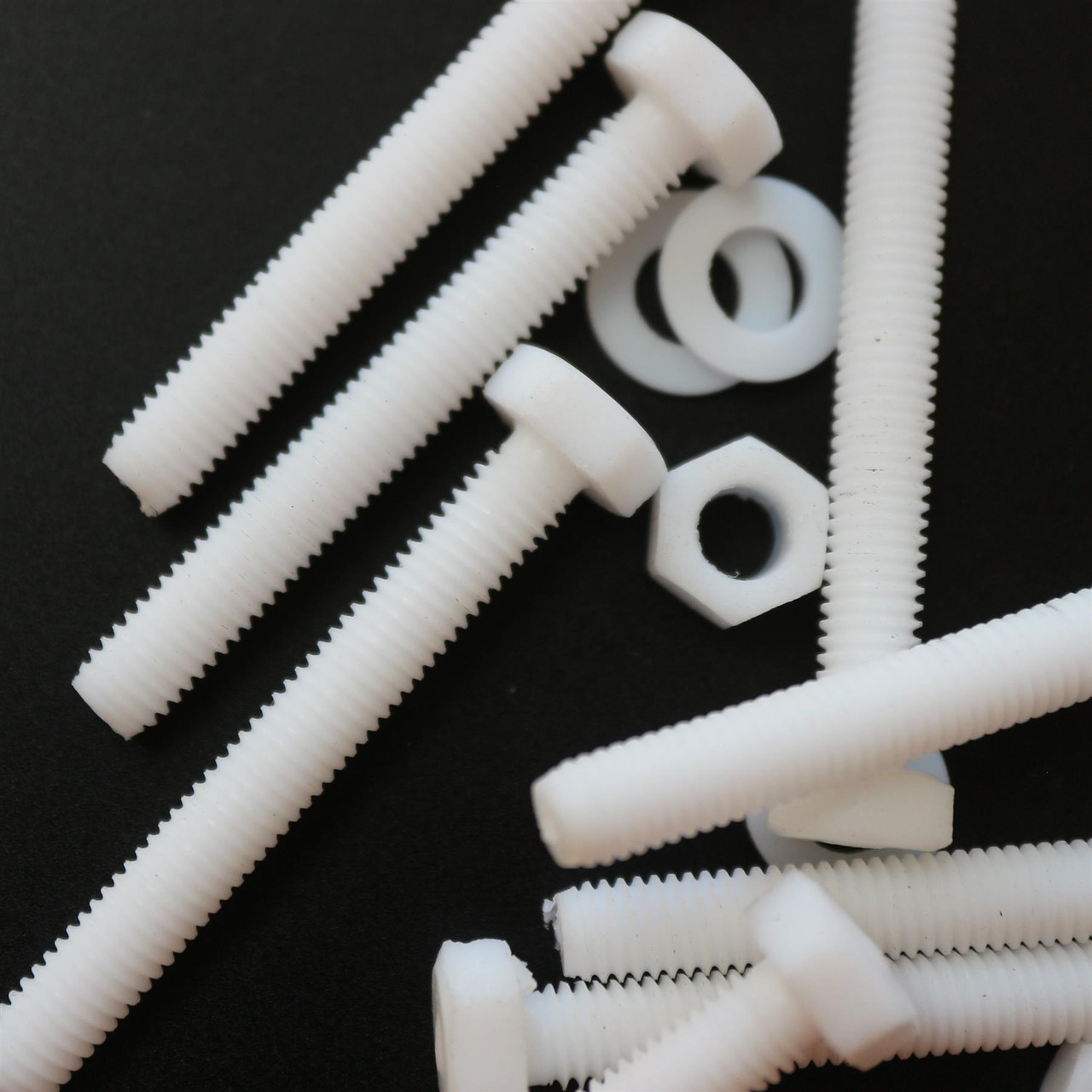 10x PTFE Hex Head M5 x 40mm, Bolts, Nuts & Washers, White