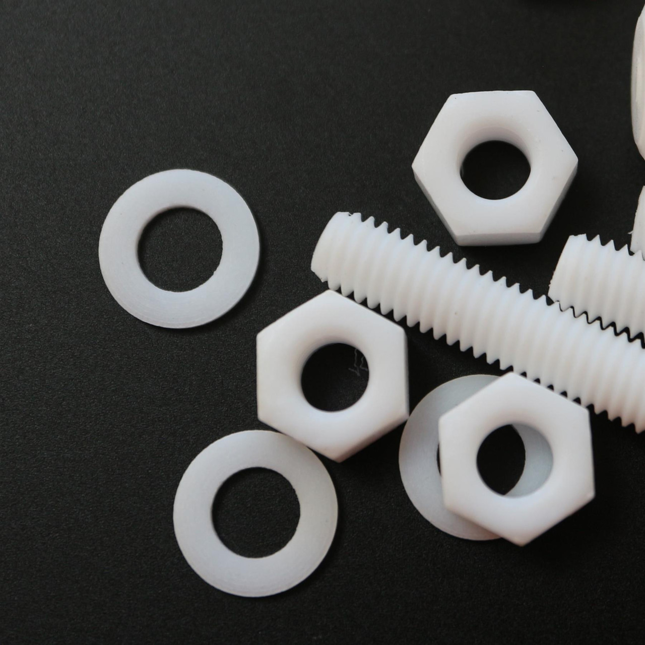 5x PTFE Hex Head, M6 x 60mm, Plastic Nuts and Bolts (Screws), Washers ...