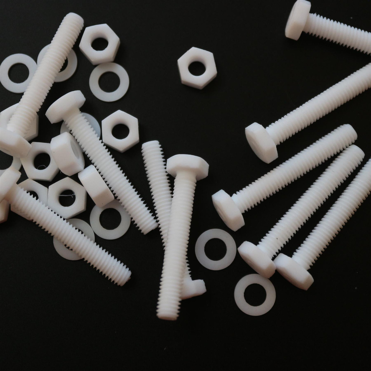 10x PTFE Hex Head, M6 x 40mm, Plastic Nuts and Bolts (Screws), Washers ...