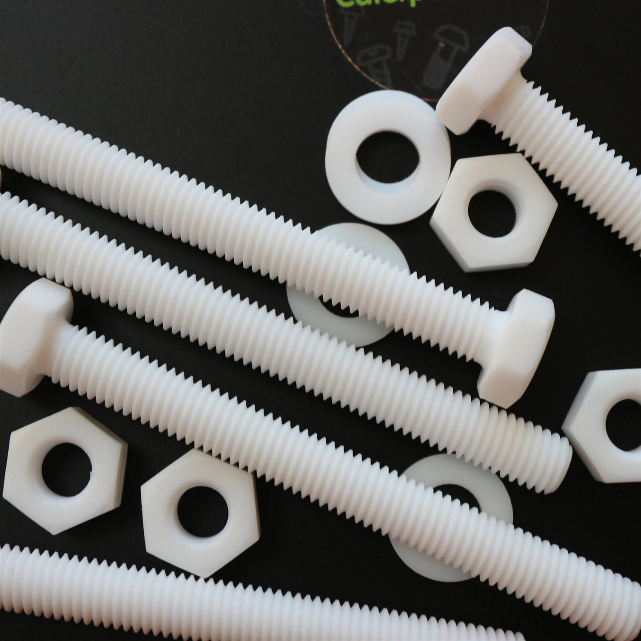 5x PTFE Hex Head, M10 x 100mm, Nuts, Bolts, Washers, White