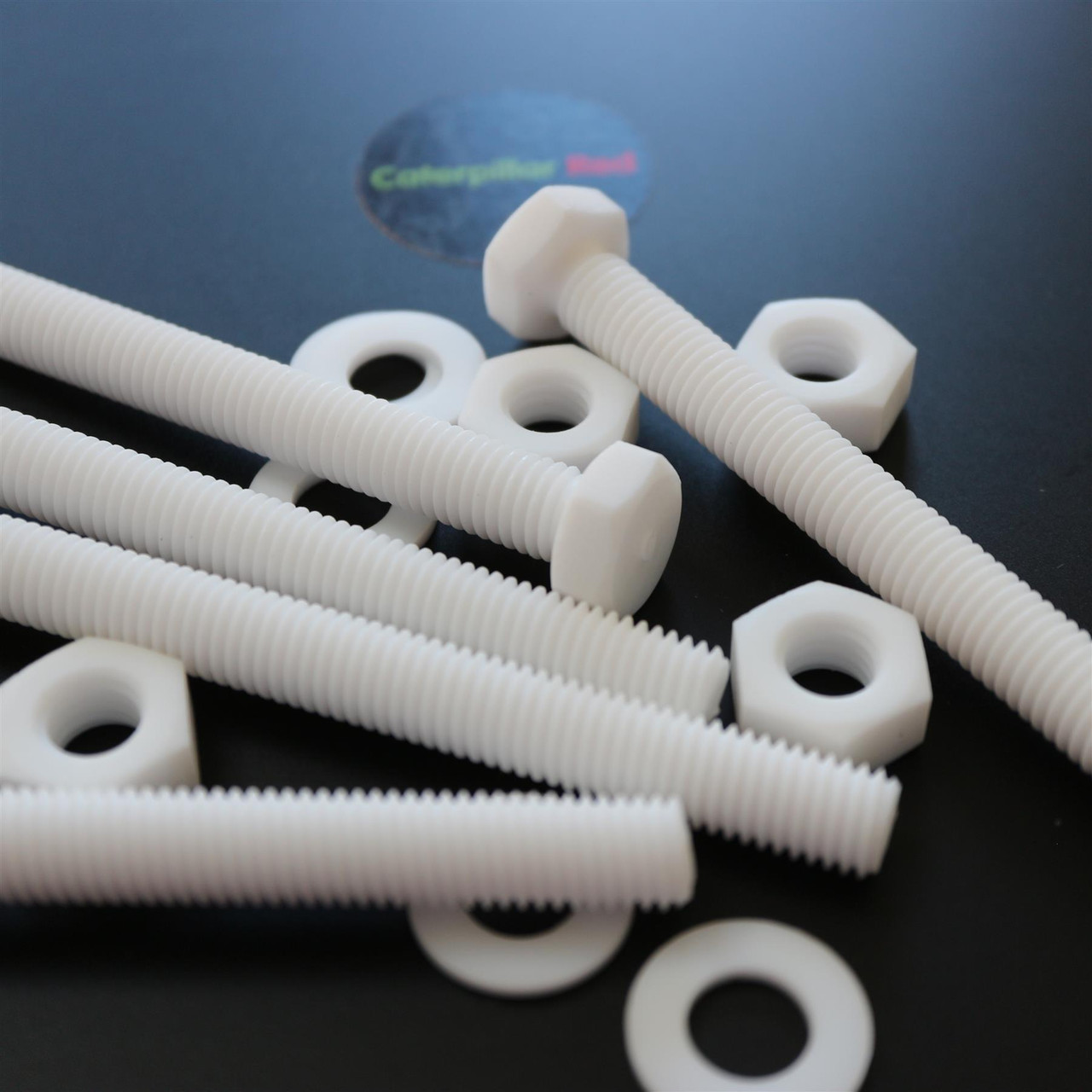 5x PTFE Hex Head, M10 x 100mm, Plastic Nuts and Bolts (Screws), Washers ...