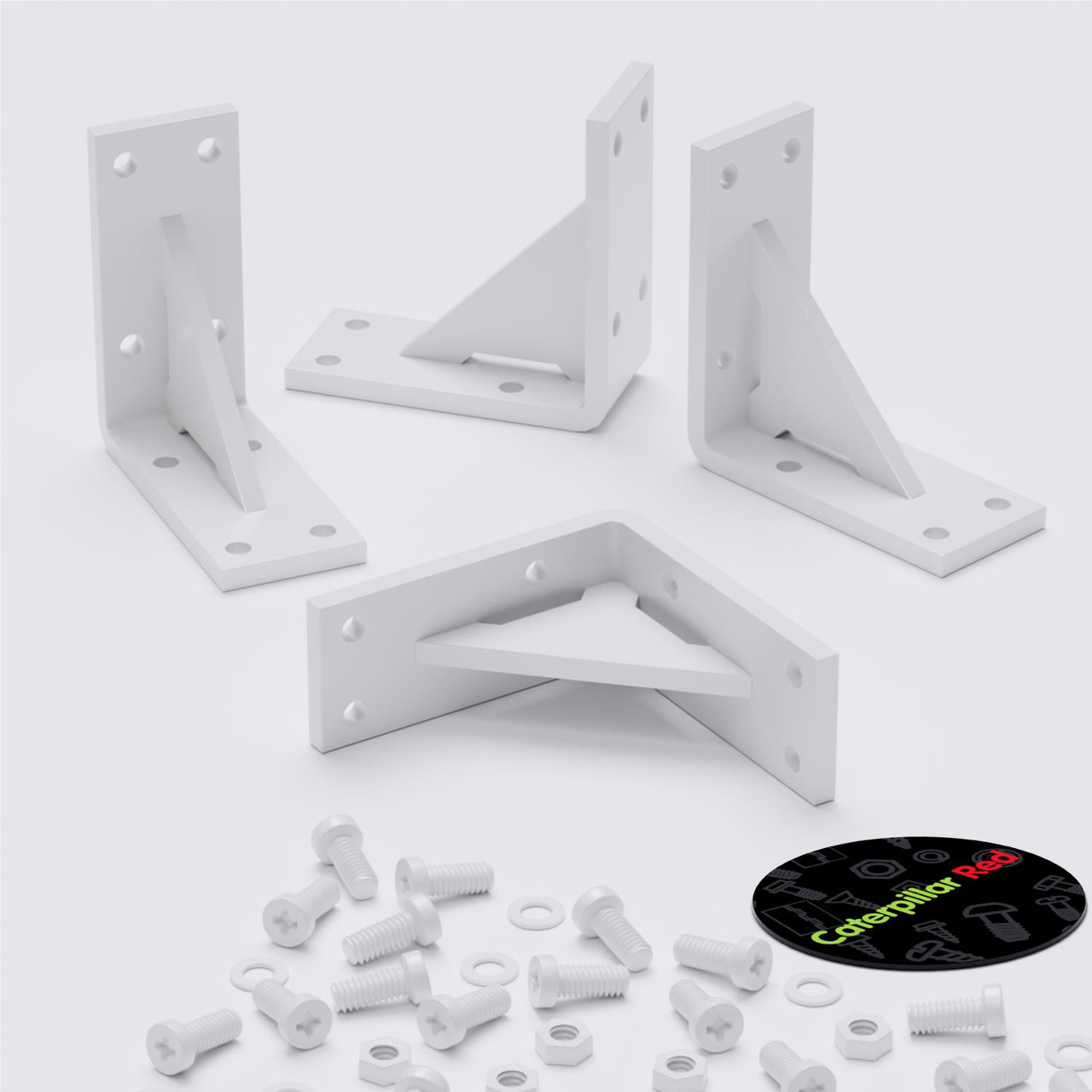4x v4, 5mm Reinforced L Brackets, White Acrylic + 40x M5