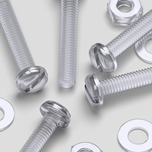 50x Clear Acrylic M3 x 20mm Bolts, Nuts & Washers - Screws