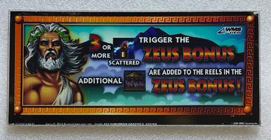WMS Zeus Lower Marquee glass - Casino Network Inc