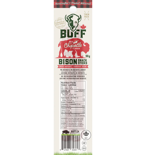 Buff Bison Snack Sticks - Bold Chipotle Twin Pack - No Nuts About Us