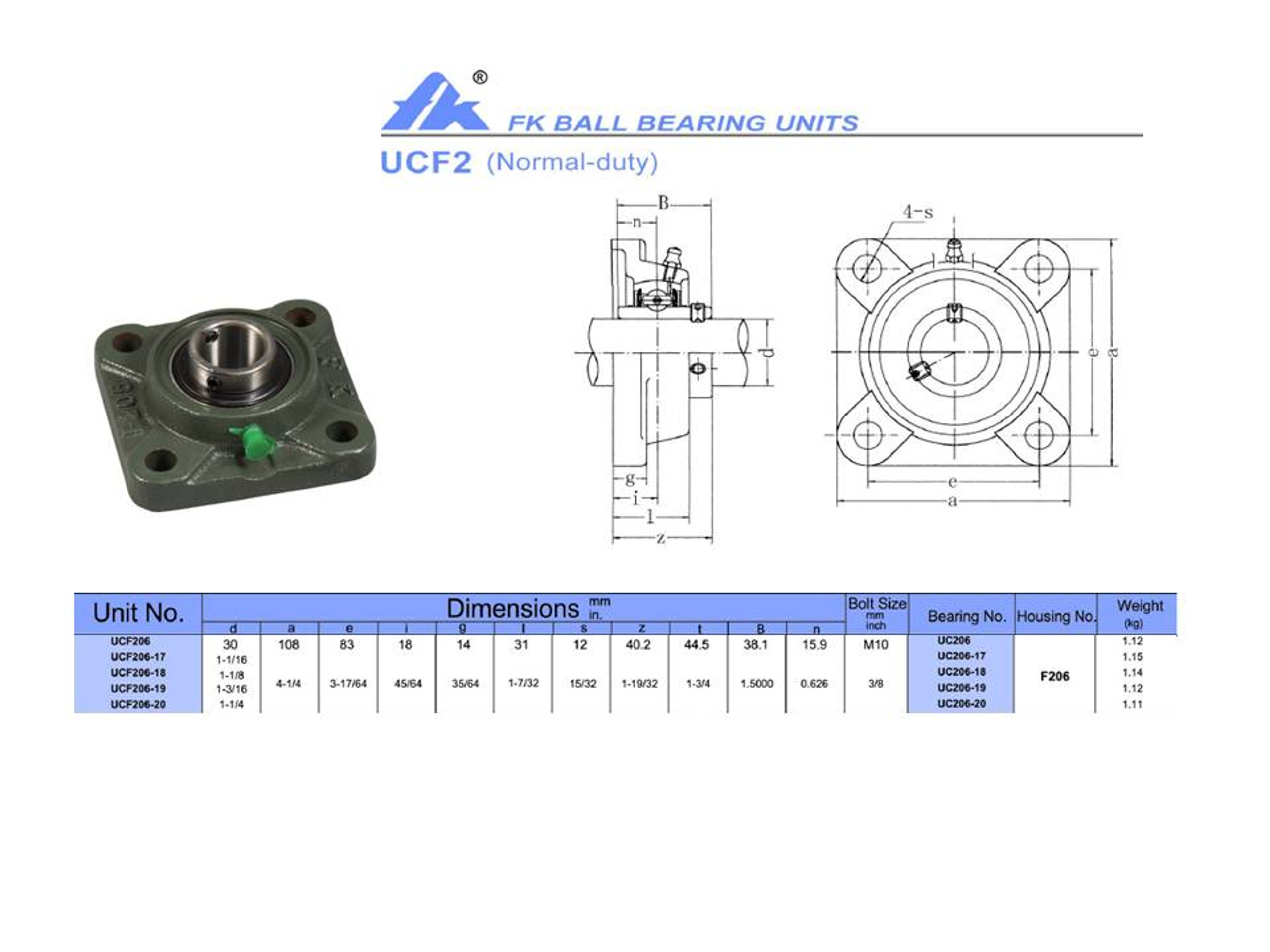 UCF206-20 1 1/4" Bore - Quality Bearings Belts and Chain