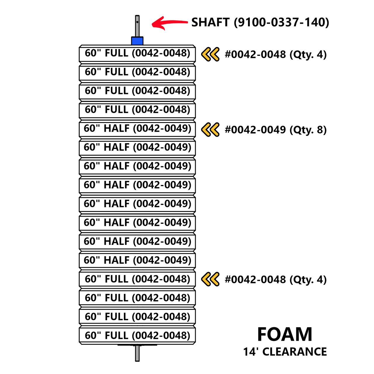 Side Brush, FOAM, 14', 5000/5M - NS Corporation - B2B