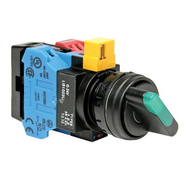 Switch, 3-Position Selector Switch Green Lighted Knob, 2NO