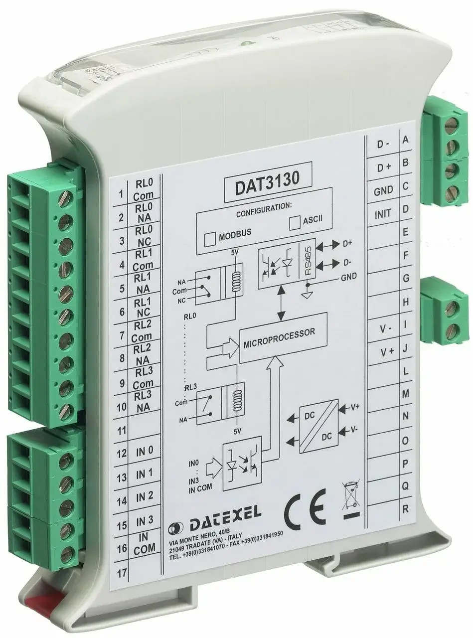 DAT 3014 Remote I/O module 4 channel RTD input on RS-485 network