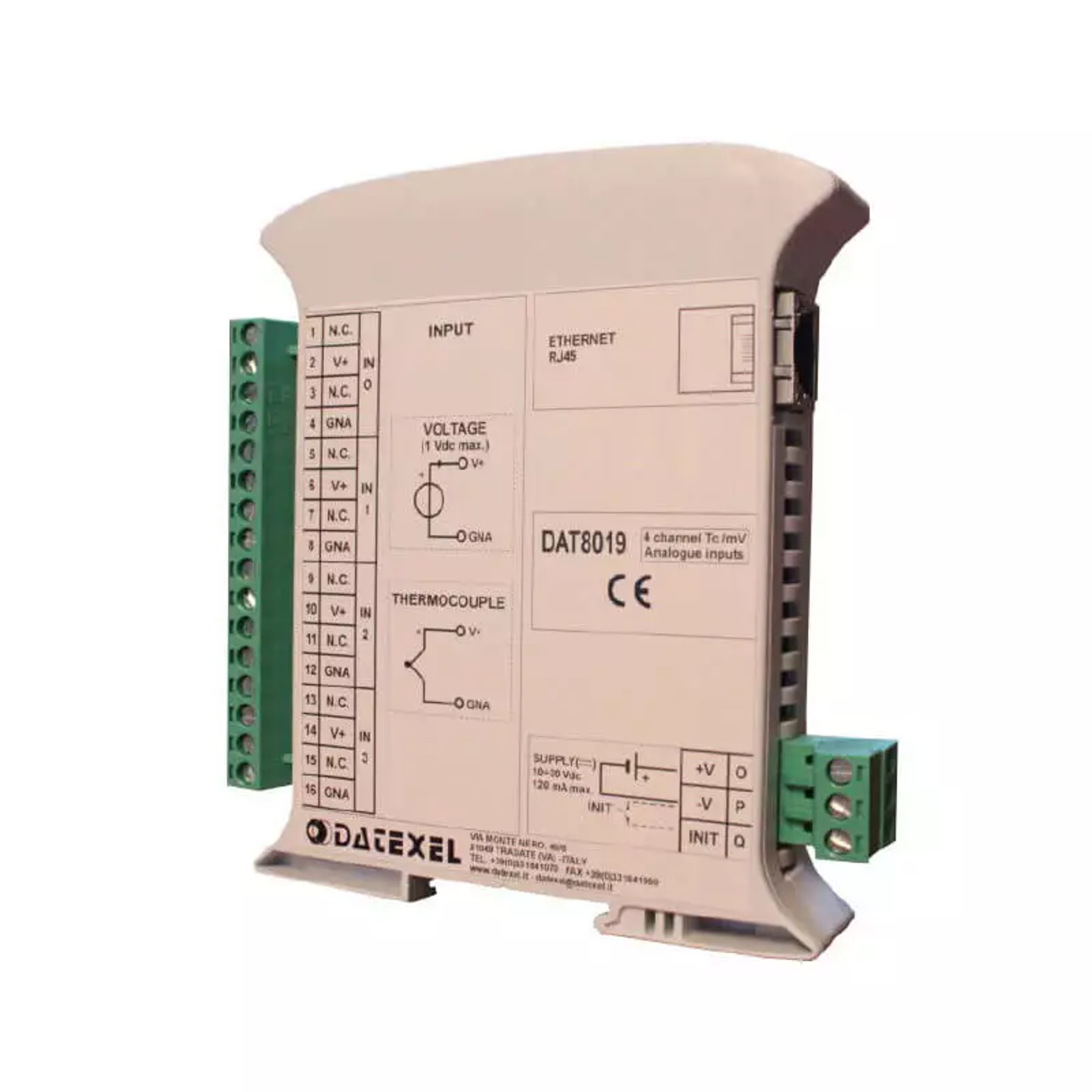 Datexel Isolated Module 8 Channel RTD to Modbus RTU - DAT10019
