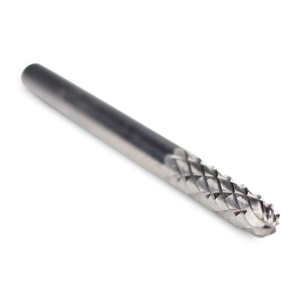 Cylinder Radius End Tungsten Carbide Burr, Double Cut - 1/8" Shank