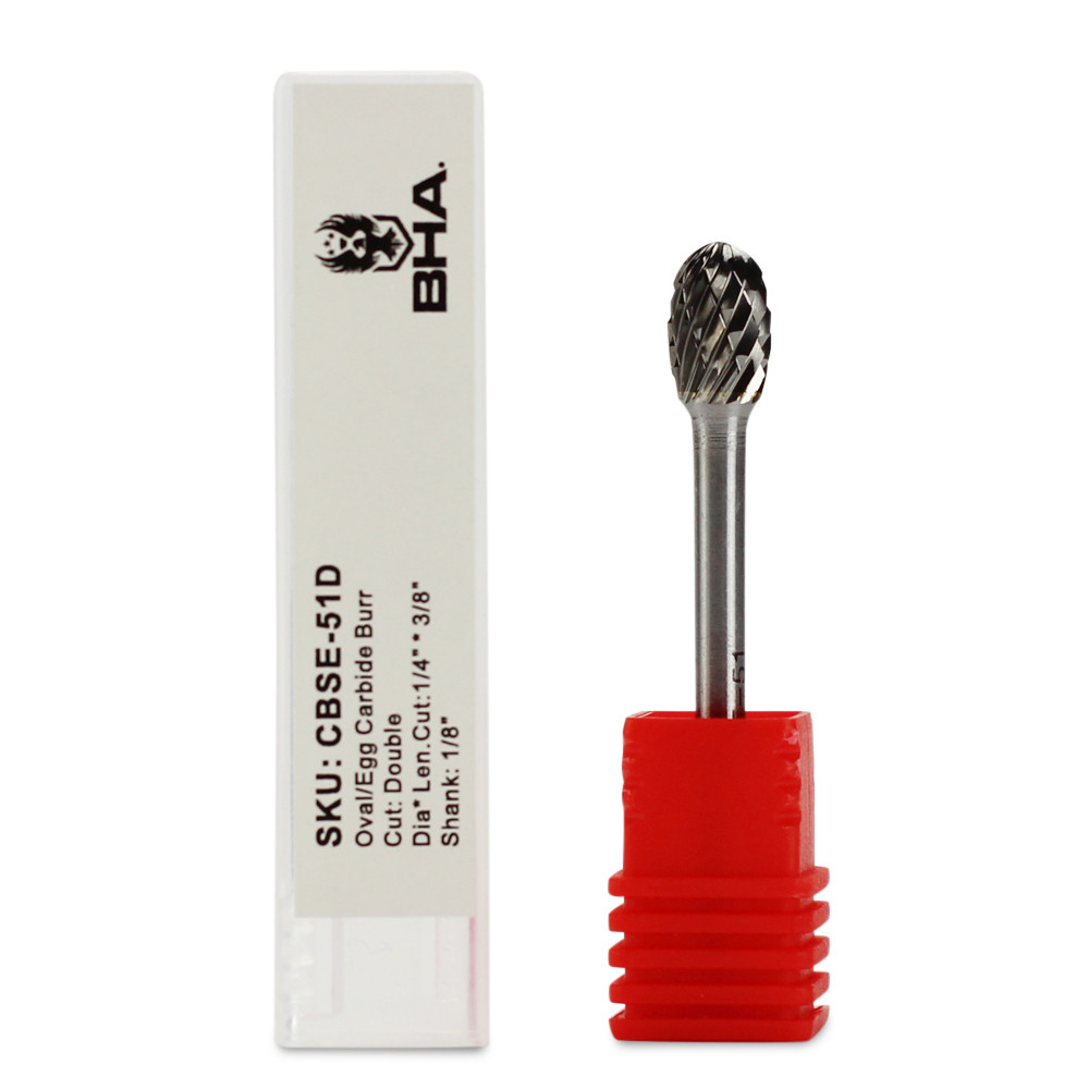 Oval Shape Tungsten Carbide Burr, Double Cut - 1/8" Shank