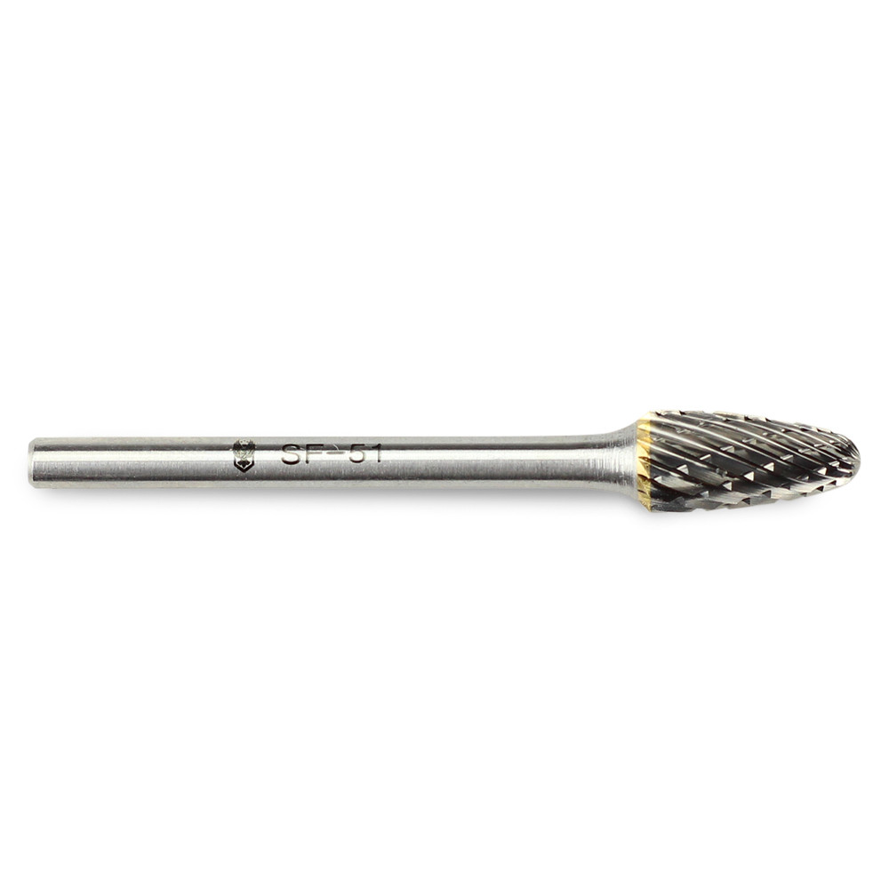Rounded Tree Tungsten Carbide Burr, Double Cut - 1/8" Shank