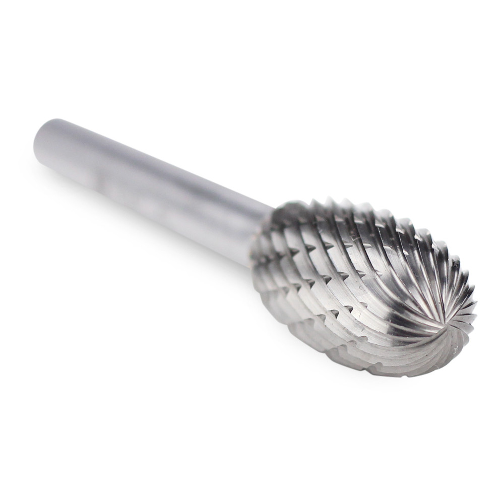 Oval Shape Tungsten Carbide Burr, Double Cut - 1/4" Shank