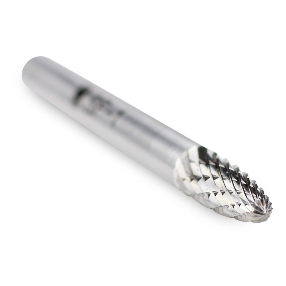 Rounded Tree Tungsten Carbide Burr, Double Cut - 1/4" Shank