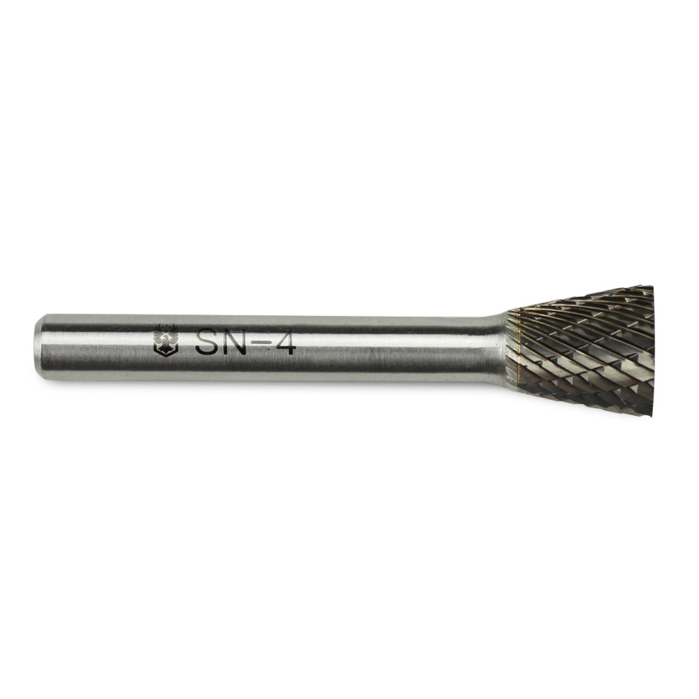 Inverted Cone Tungsten Carbide Burr, Double Cut - 1/4" Shank