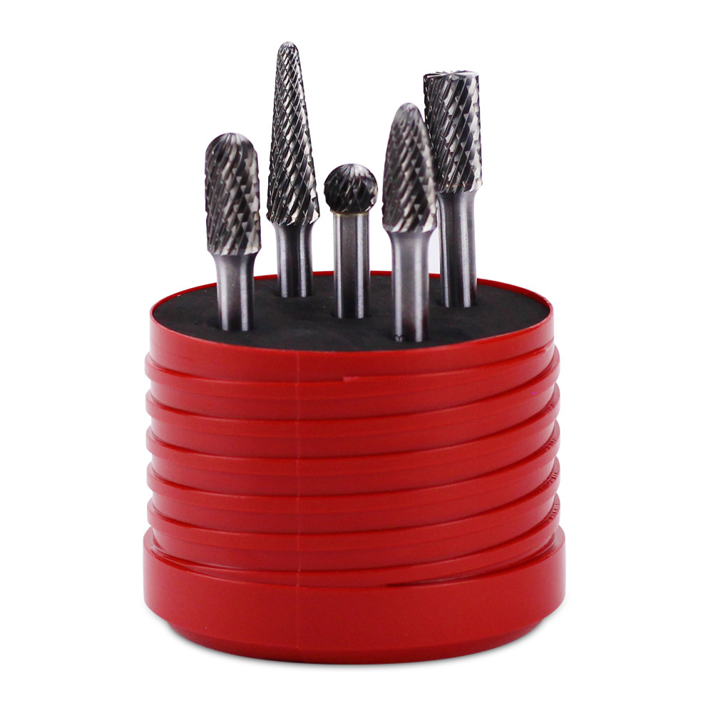 5 Piece Tungsten Carbide Burr Set, Double Cut – 1/4” Shank