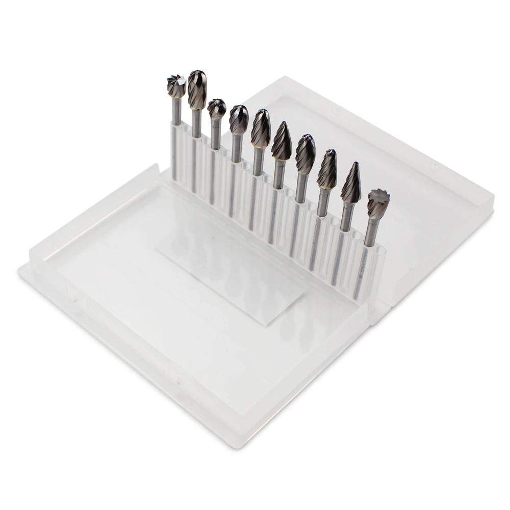10 Piece Tungsten Carbide Burr Set, Aluma Cut – 1/8” Shank