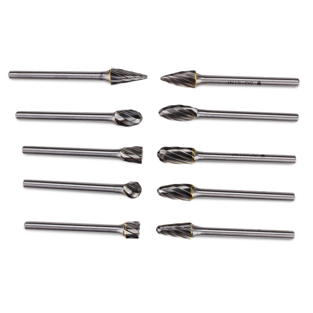 10 Piece Tungsten Carbide Burr Set, Aluma Cut – 1/8” Shank