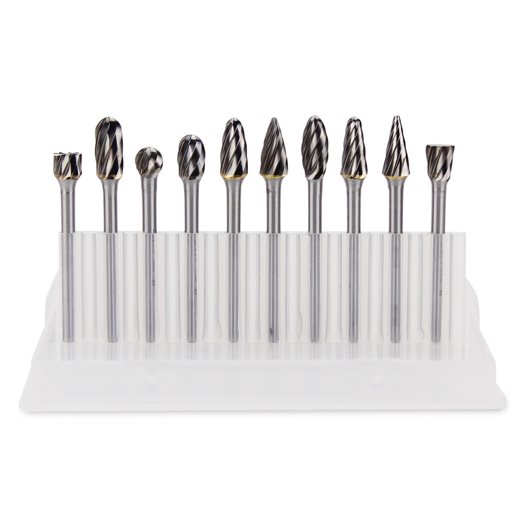 10 Piece Tungsten Carbide Burr Set, Aluma Cut – 1/8” Shank