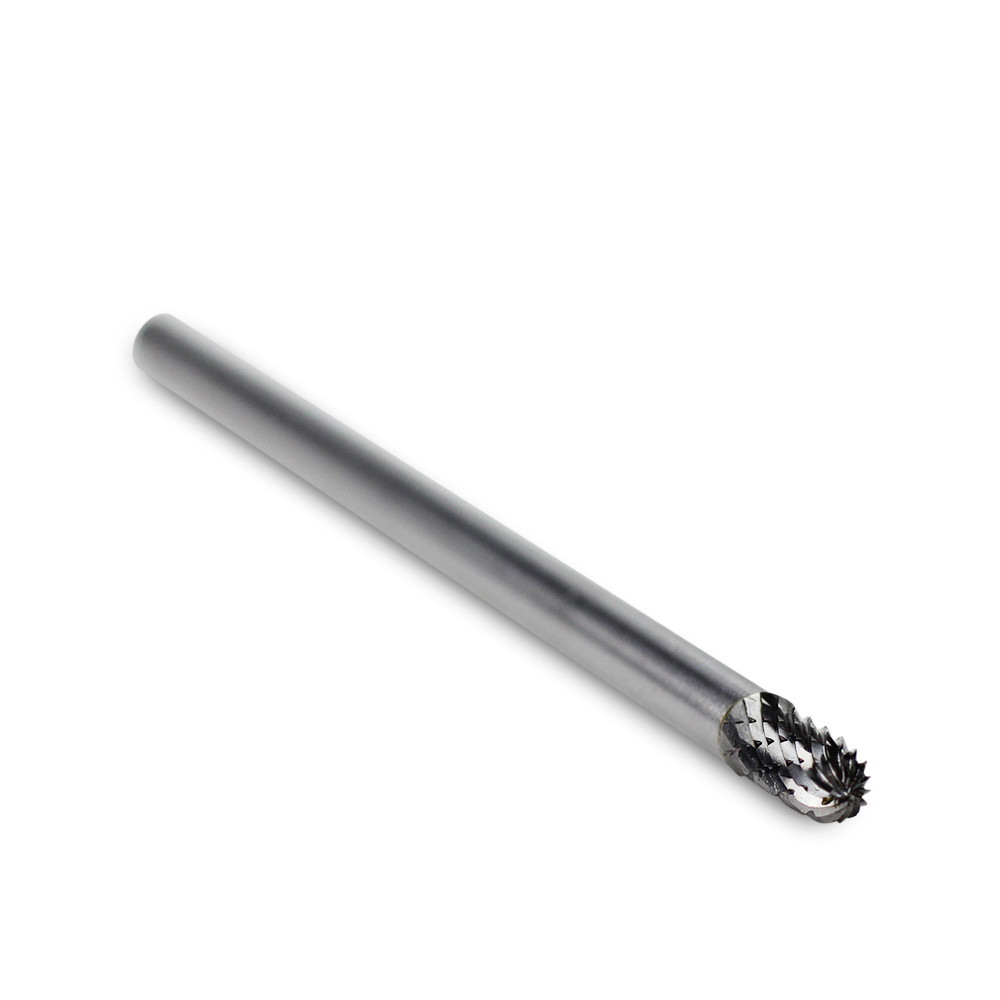 Cylinder Radius End Tungsten Carbide Burr, Double Cut - Long 1/4" Shank