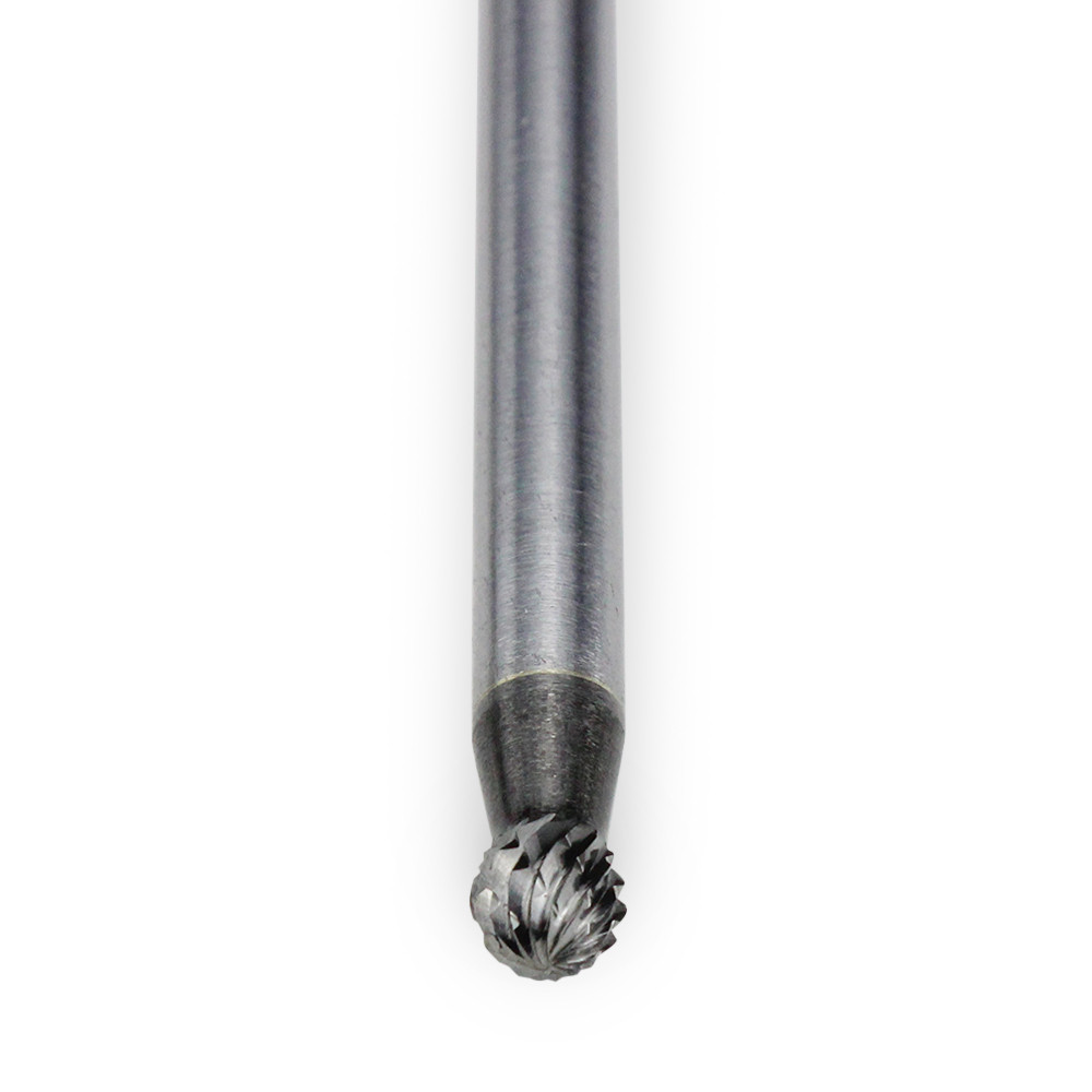 Ball Shape Tungsten Carbide Burr, Double Cut - Long 1/4" Shank