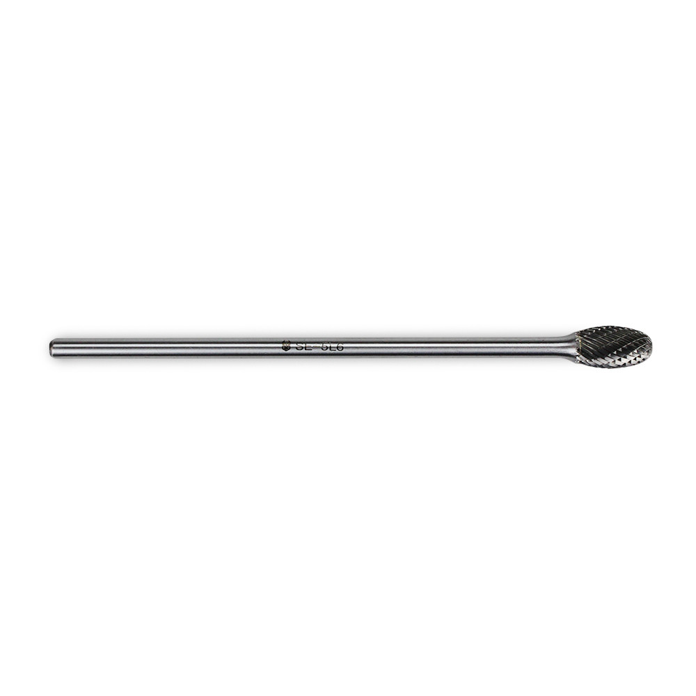 Oval Shape Tungsten Carbide Burr, Double Cut - Long 1/4" Shank