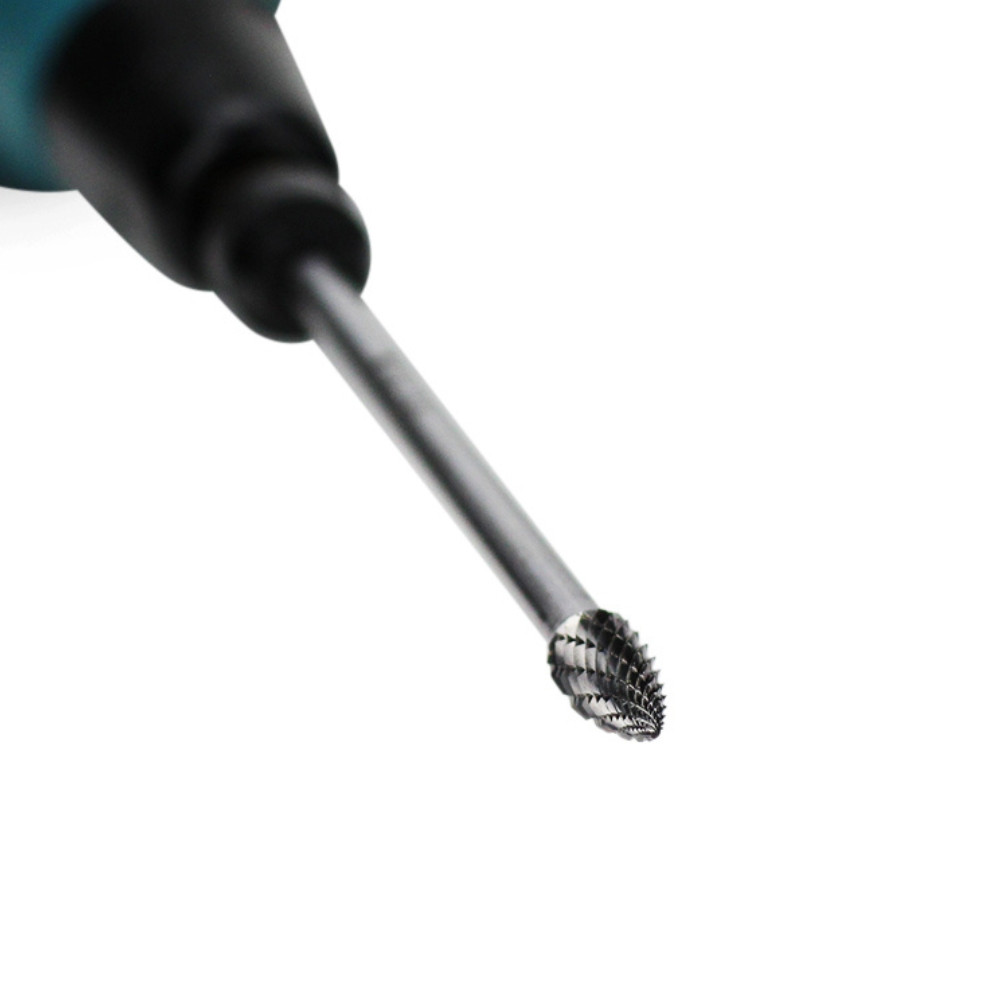 Pointed Tree Tungsten Carbide Burr, Double Cut - Long 1/4" Shank