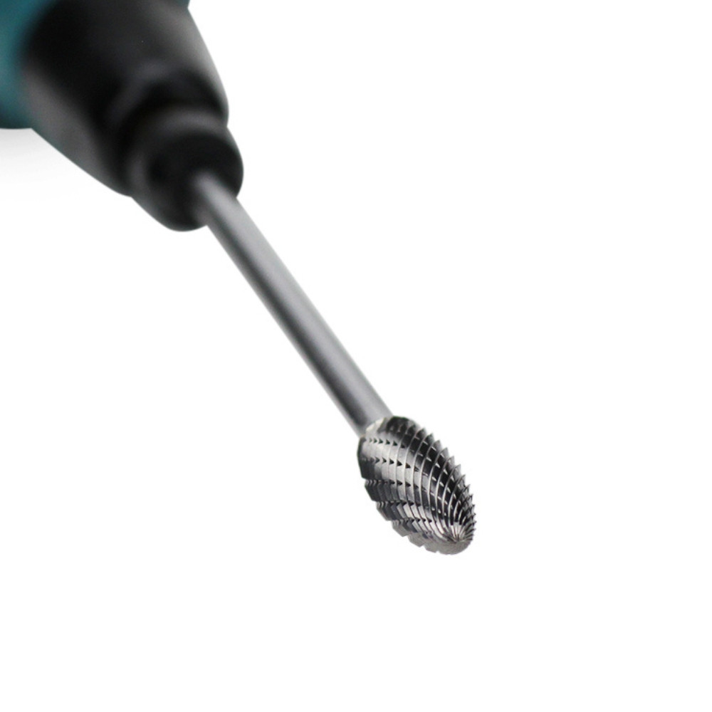 Flame Shape Tungsten Carbide Burr, Double Cut - Long1/4" Shank