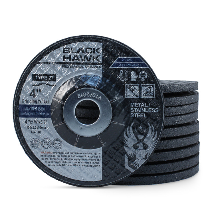 4" x 1/4 x 5/8" Black Hawk Metal Grinding Disc Type 27 - 5 Pack