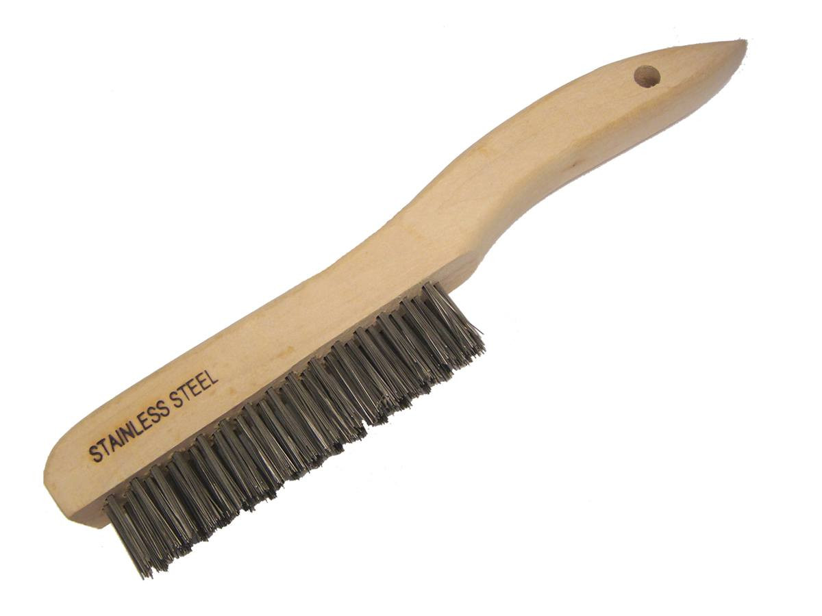 10-1/4" Wire Scratch Brush with Wood Handle (Stainless Steel)