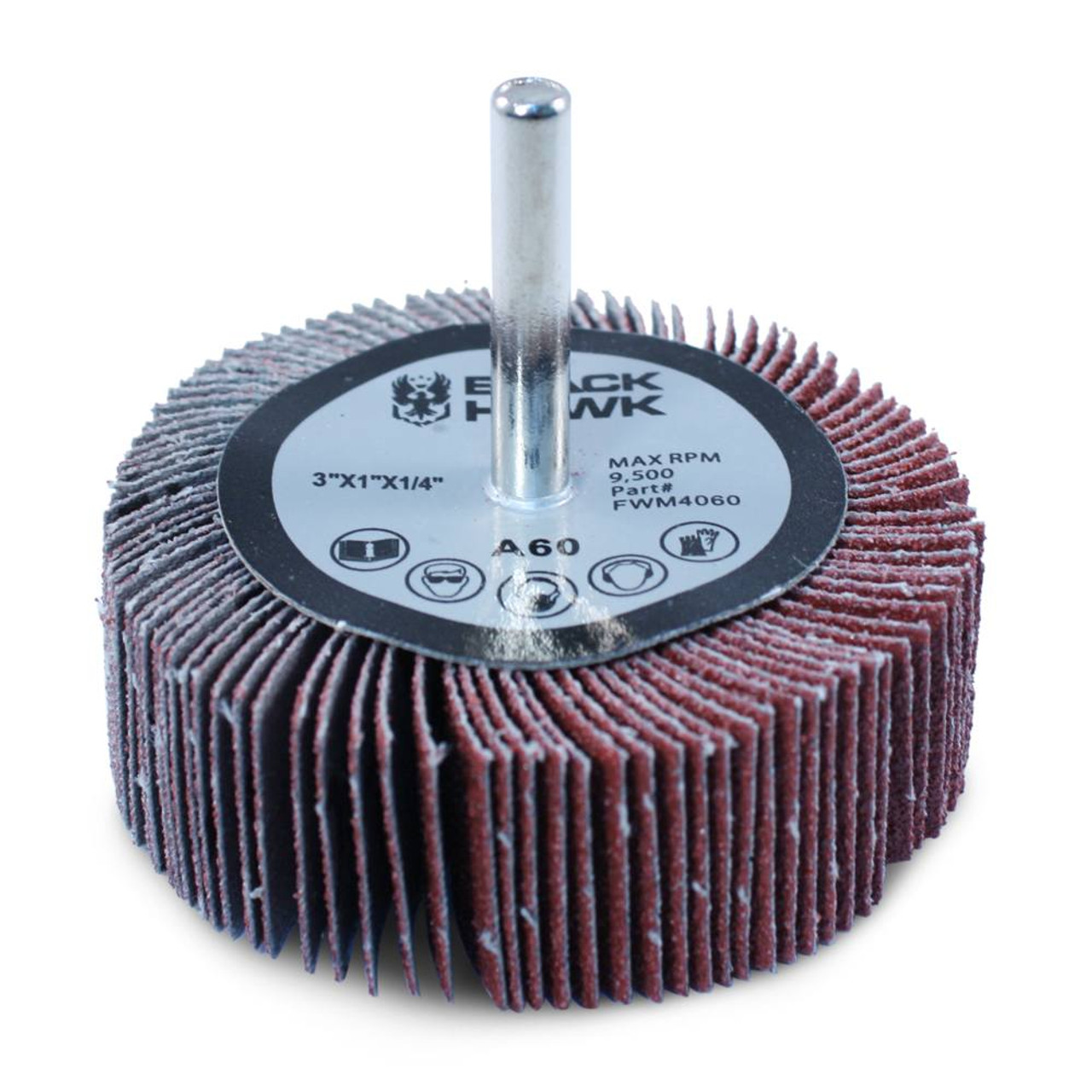 3” x 1” x 1/4” Shank - Aluminum Oxide- Mounted Flap Wheel