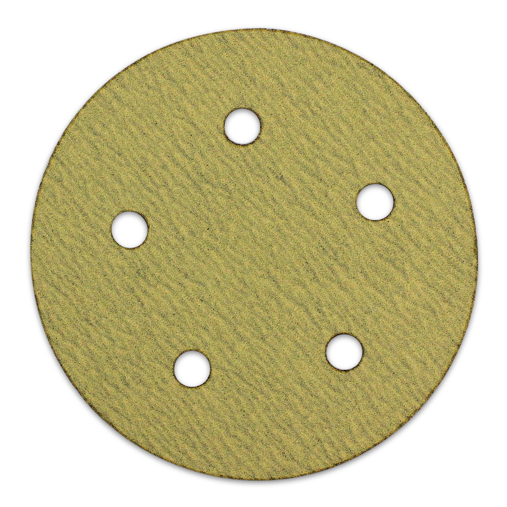5" 5 Hole Premium Gold Hook & Loop Discs - Velcro Type