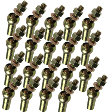 Qty (20) 10mm Swivel Straight Ball Socket with Ball Stud. M8x1.25 Both ends