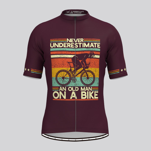 Men's Old Man Retro Cycling Jersey - Claret | Freestylecycling.com