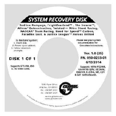 System Recovery Disk (SRD) Multiple Games (050-0233-01)