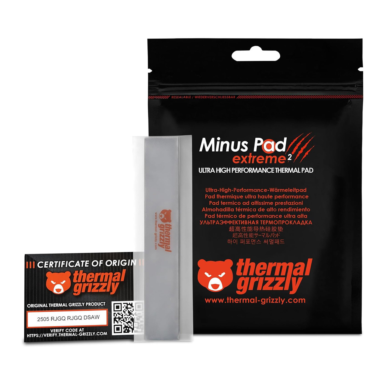 Thermal Grizzly Minus Pad V2 High Performance Thermal Pad 120x20x1.5 mm ...