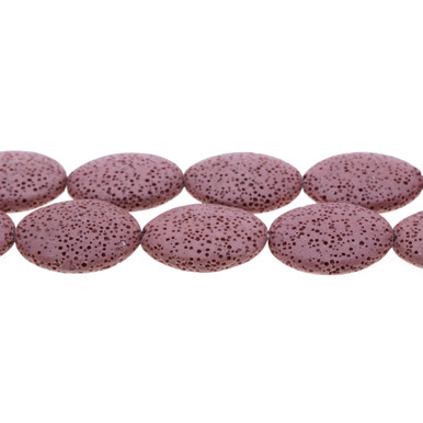 Rose Volcanic Lava Rock Oval Puff 26mm x 19mm x 7mm - Loose Beads