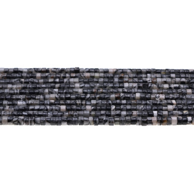 Black Line Jasper Heishi Sliced Tube 4mm x 4mm x 2mm - Loose Beads