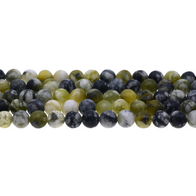 Green Vein Jasper Round Frosted 8mm - Loose Beads