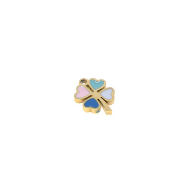 Stainless Steel Multicolor Clover Charm 8mm x 10mm x 1.4mm - Gold