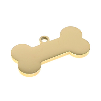 Stainless Steel Dog Bone Charm 15mm x 30mm x 1.8mm - Gold