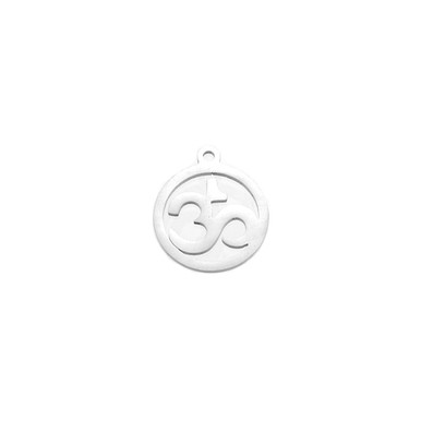 Stainless Steel Circle Namaste Charm 15mm 10/Pack
