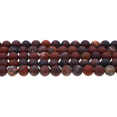 Poppy Jasper Round Frosted 8mm - Loose Beads