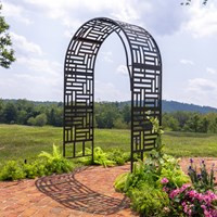 Metal Geometric Arch Arbor - Colonial Gardens